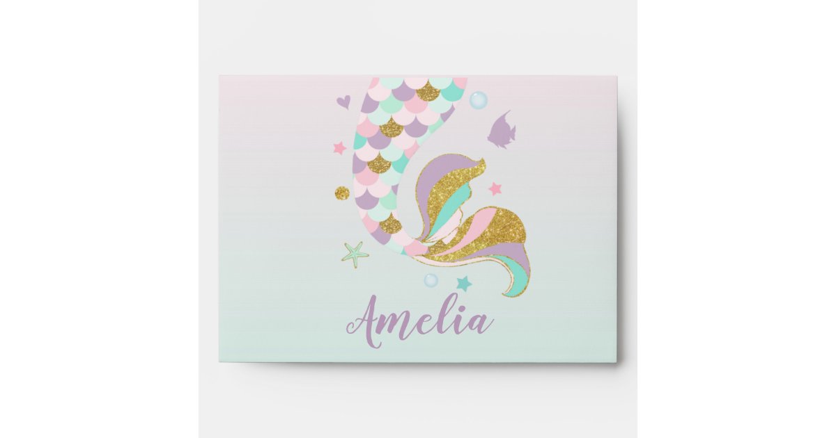 Mermaid Tail Envelope Mermaid Birthday Invite | Zazzle