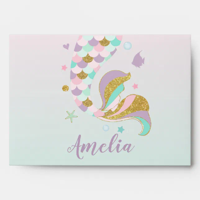 Mermaid Tail Envelope Mermaid Birthday Invite | Zazzle