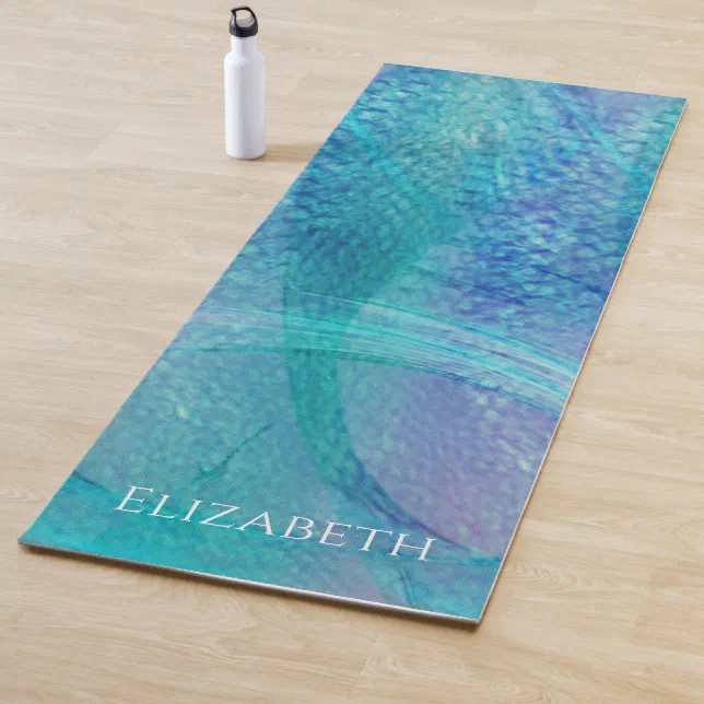 Mermaid tail Pattern turquoise Purple personalized Yoga Mat | Zazzle