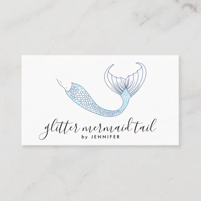 Mermaid Tail Teal signature Business Card | Zazzle