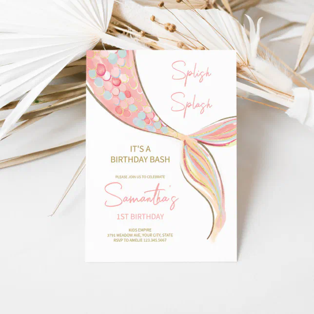 Mermaid Tail Theme Birthday Invitation | Zazzle