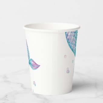 Mermaid Tail Under the Sea Birthday Paper Cups | Zazzle