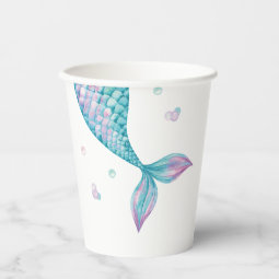 Mermaid Tail Under the Sea Birthday Paper Cups | Zazzle