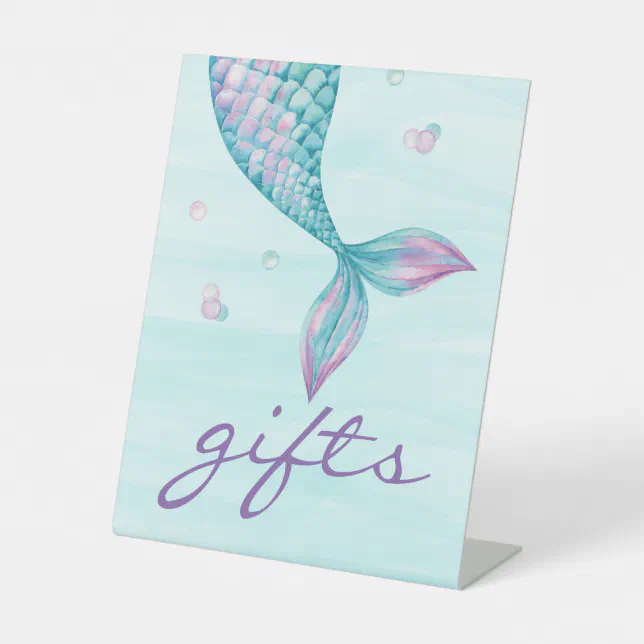 Mermaid Tail Under the Sea Gifts Pedestal Sign | Zazzle