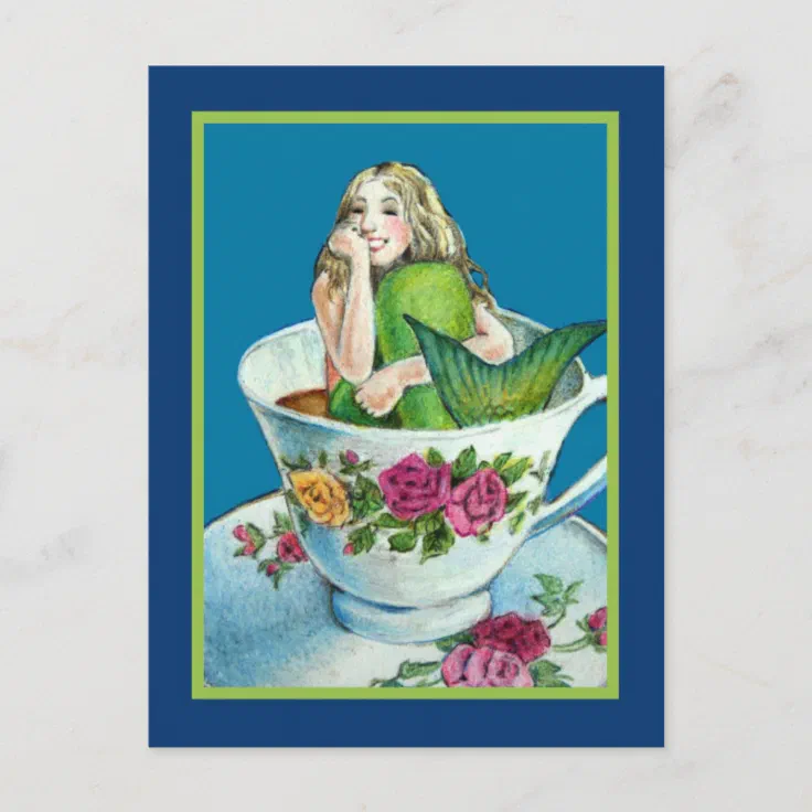 Mermaid Tea Post Card Postcard | Zazzle