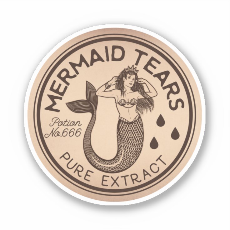 Mermaid Tears Potion Vintage Label Sticker | Zazzle