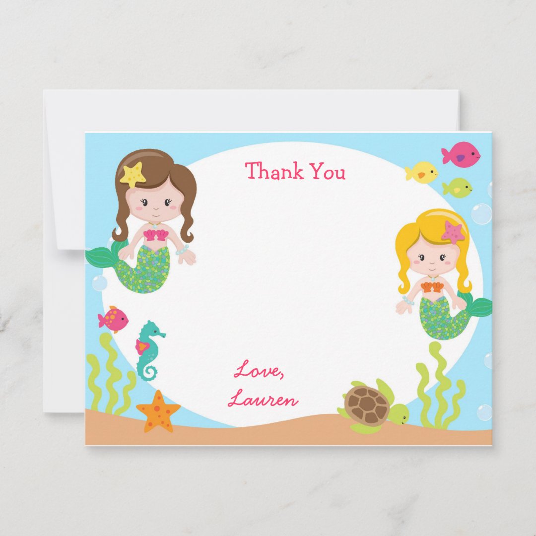Mermaid Thank You Note Cards | Zazzle
