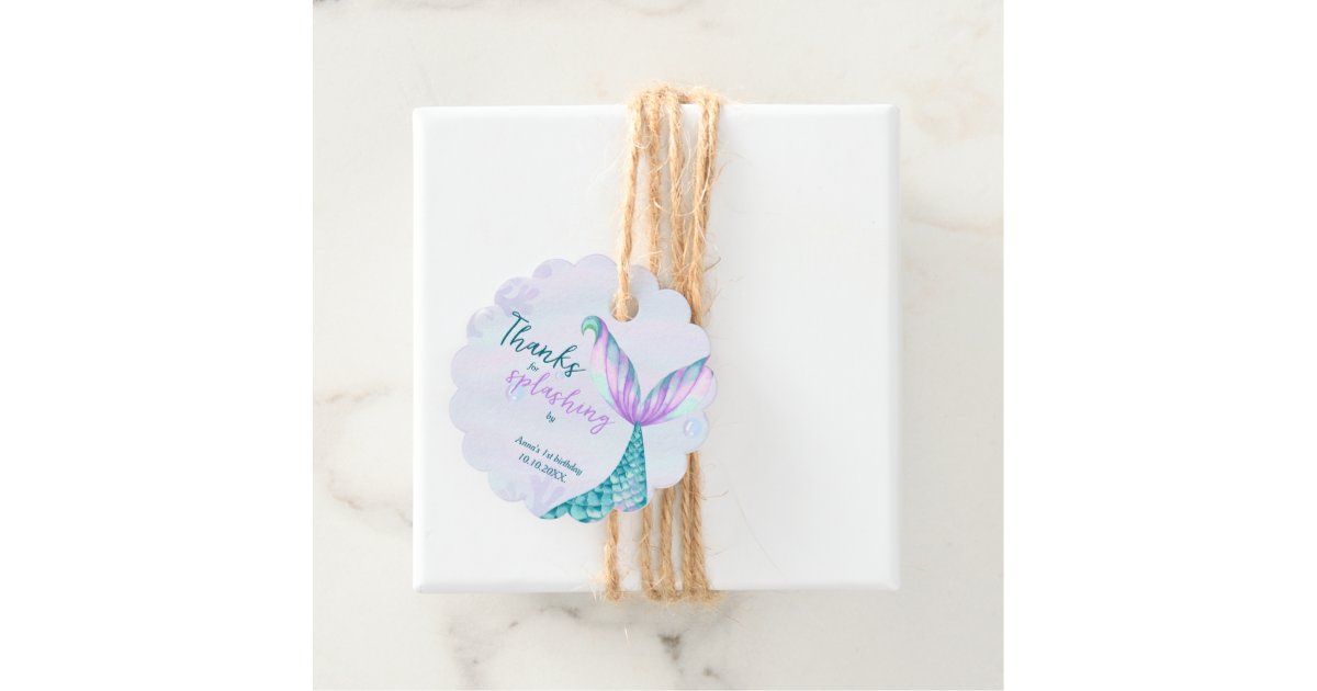 Mermaid Thanks for Splashing by Birthday Favor Tags | Zazzle