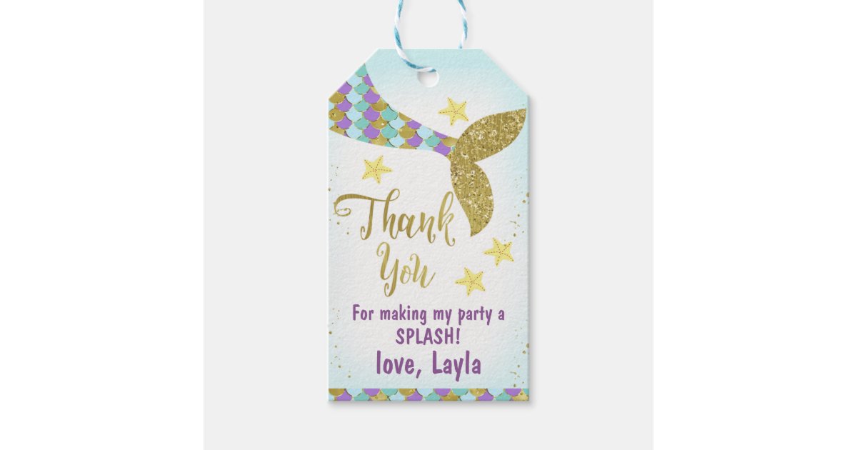 Mermaid Themed Birthday Favor Tag | Zazzle