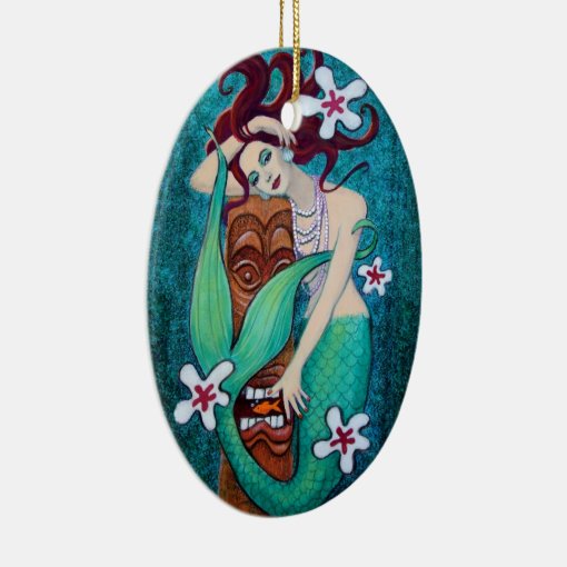 Mermaid Tiki Fantasy Art Christmas Ornament | Zazzle