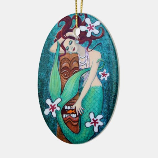 Mermaid Tiki Fantasy Art Christmas Ornament | Zazzle