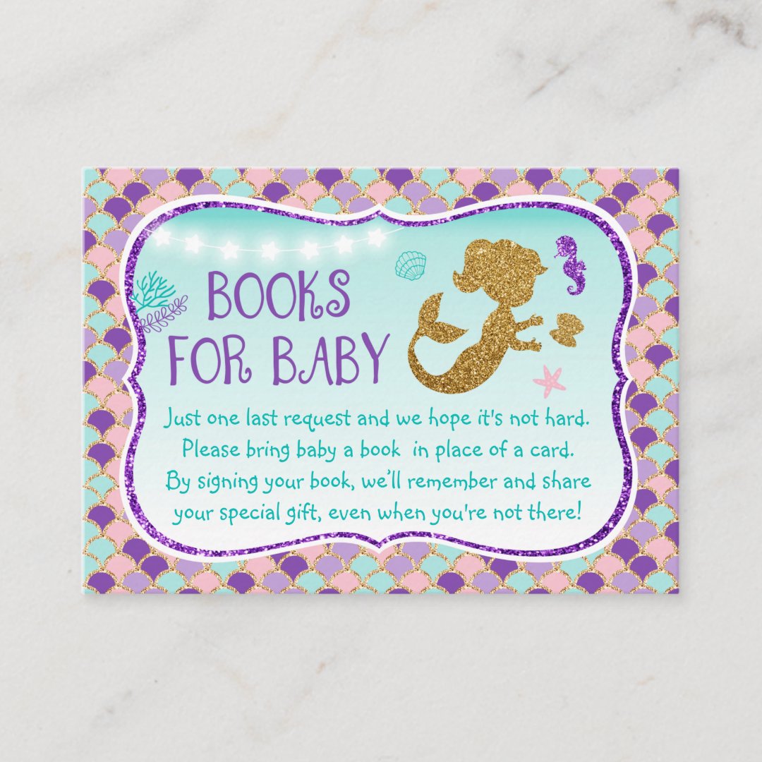Mermaid Under The Sea Baby Book Request Cards | Zazzle