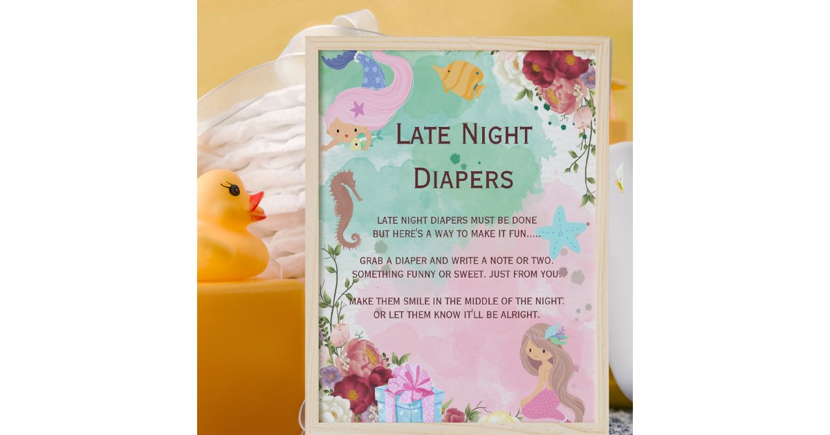 Mermaid Under The Sea Late Night Diaper Sign | Zazzle