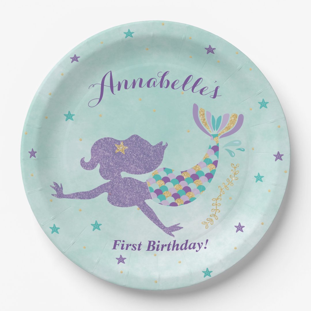 Mermaid Under The Sea Party Paper Plates | Zazzle