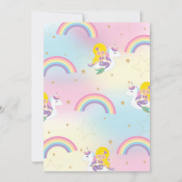 Mermaid Unicorn Beach Party Birthday Blond Invitation | Zazzle