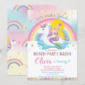 Mermaid Unicorn Beach Party Birthday Blond Invitation | Zazzle