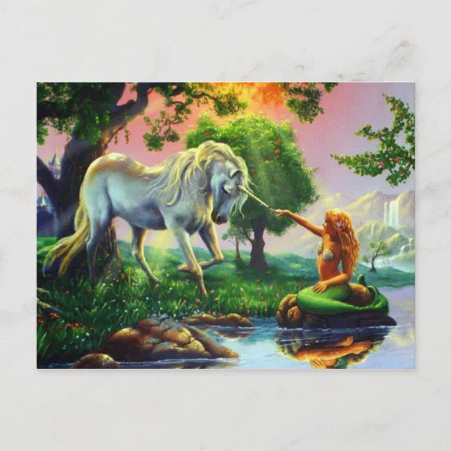 mermaid & unicorn postcard | Zazzle
