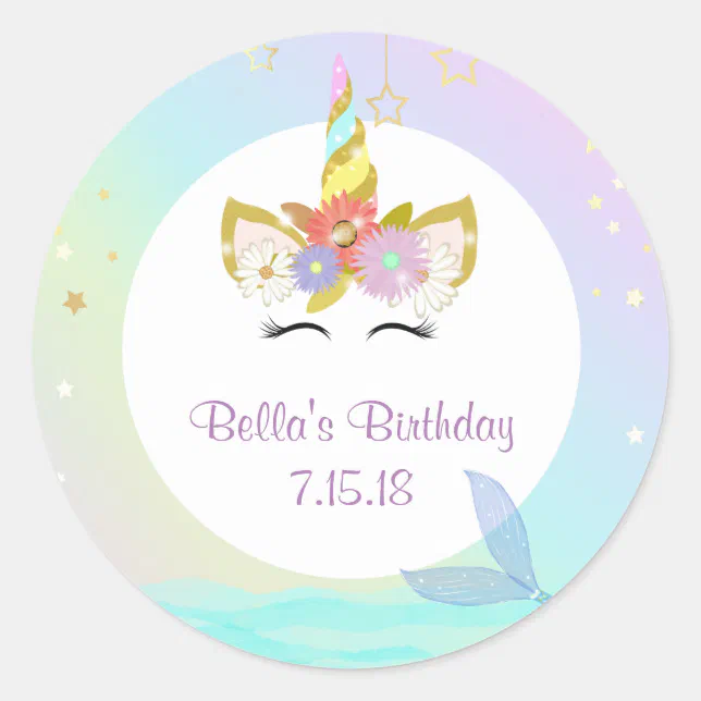 Mermaid Unicorn Stickers | Zazzle
