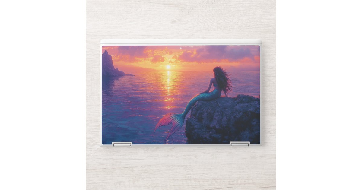 Mermaid Watching a Sunset Art HP Laptop Skin | Zazzle