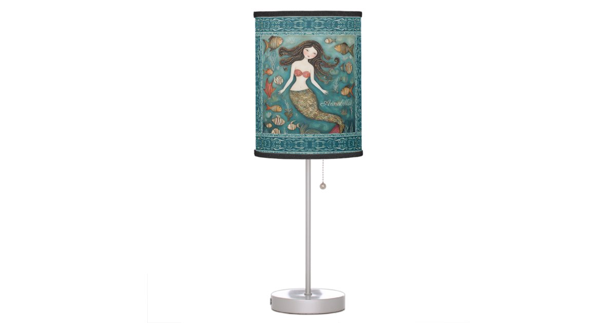 Mermaid Watercolor Personalized Table Lamp | Zazzle
