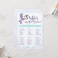 Mermaid What's in your purse baby shower game card | Zazzle