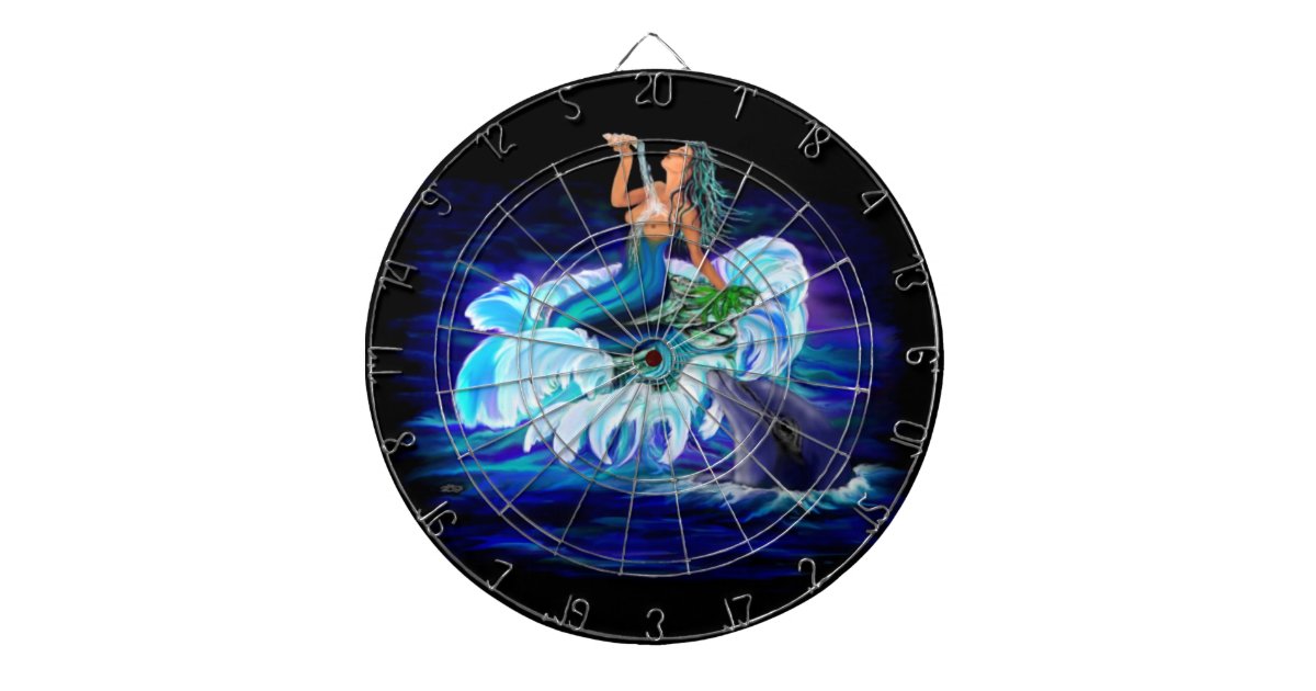 Mermaid with Dolphin Dartboard With Darts | Zazzle