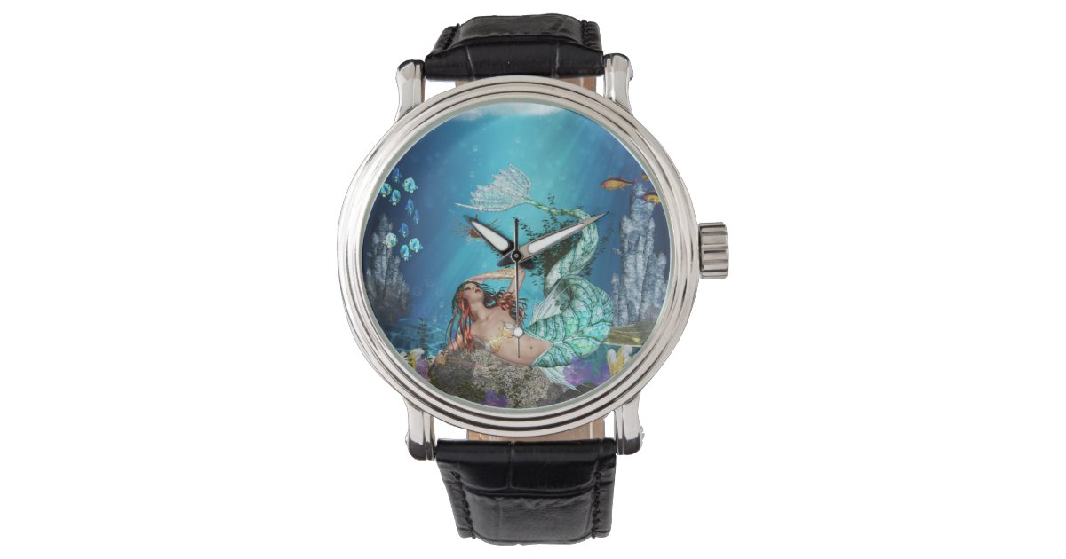 Mermaid With Fish Wrist Watch | Zazzle