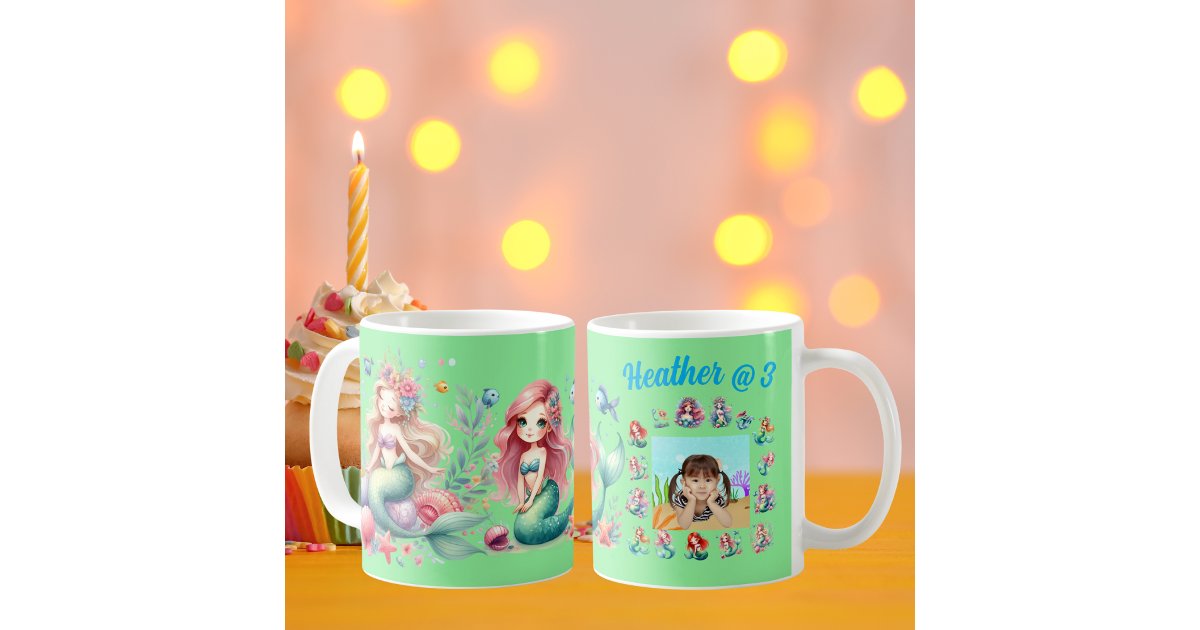 Mermaids Custom Photo Mug Kids Birthday Favor | Zazzle