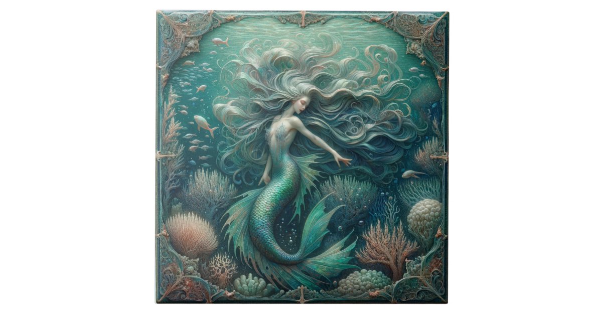 Mermaid's Enchanted Reef - Timeless Sea Tile | Zazzle