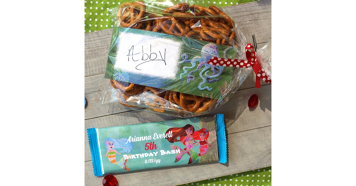 Mermaids & Octopus Favor & Candy Bar Wrapper | Zazzle