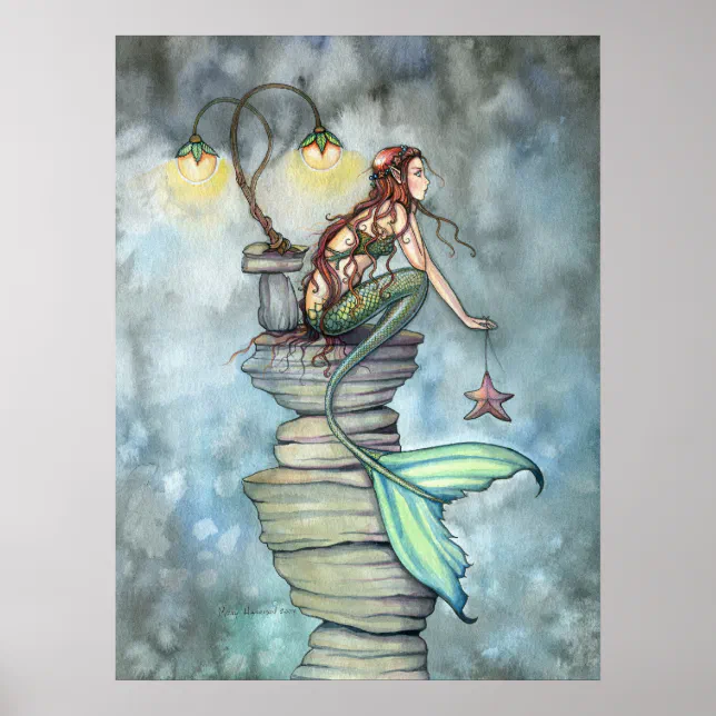 Mermaid's Perch Poster by Molly Harrison | Zazzle