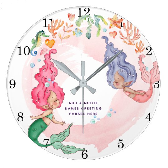MERMAIDS Personalized Large Clock | Zazzle.com