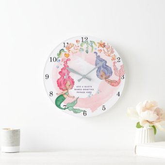 MERMAIDS Personalized Large Clock | Zazzle