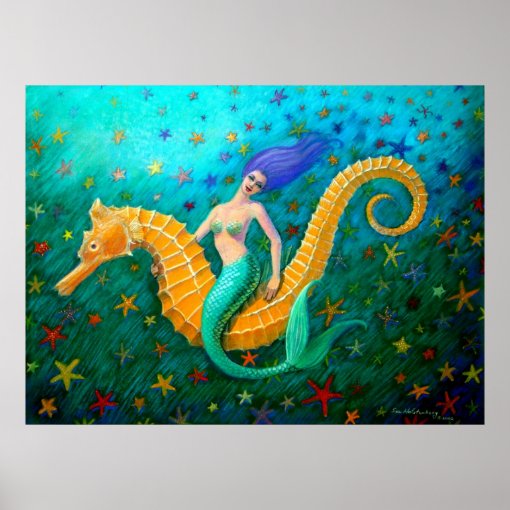 Mermaid's Ride- Magical Seahorse Poster | Zazzle