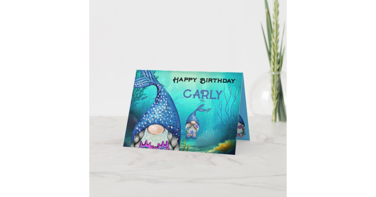 Mermazing Birthday Gnomes Card | Zazzle