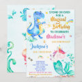 Mermicorn and Dinosaur birthday invitation twins | Zazzle