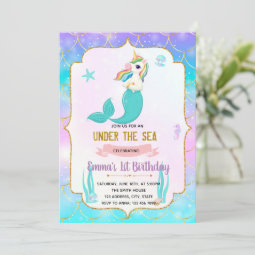 Mermicorn birthday invitation | Zazzle