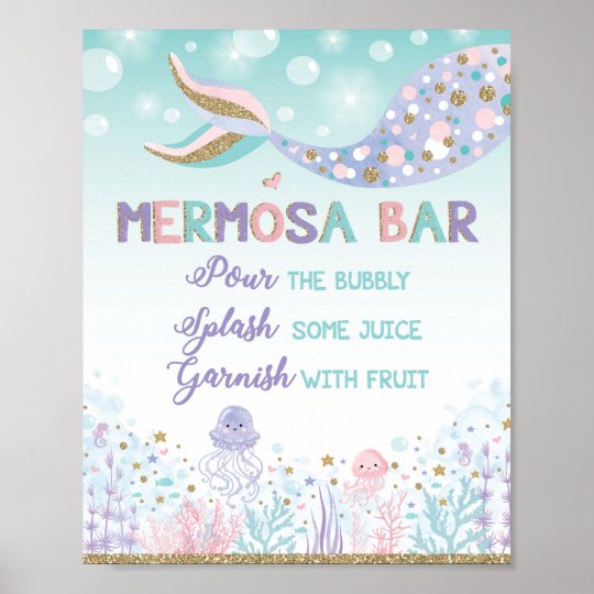 Mermosa Bar Mermaid Mimosa Bar Sign Under the Sea | Zazzle.com