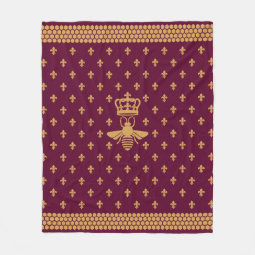 Merovingian Fleur-de-lis and Royal Bee Fleece Blanket | Zazzle