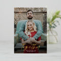Merrier Together Merry Christmas Photo Gold Foil Holiday Card | Zazzle