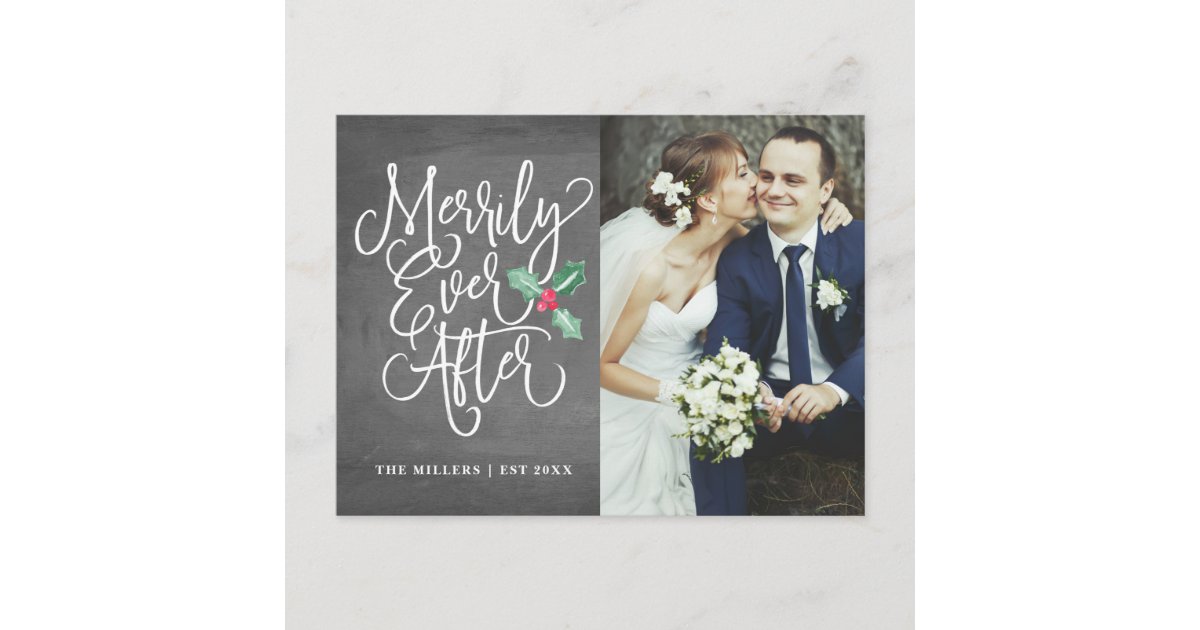 Merrily Ever After Holiday Photo Thank You | Zazzle