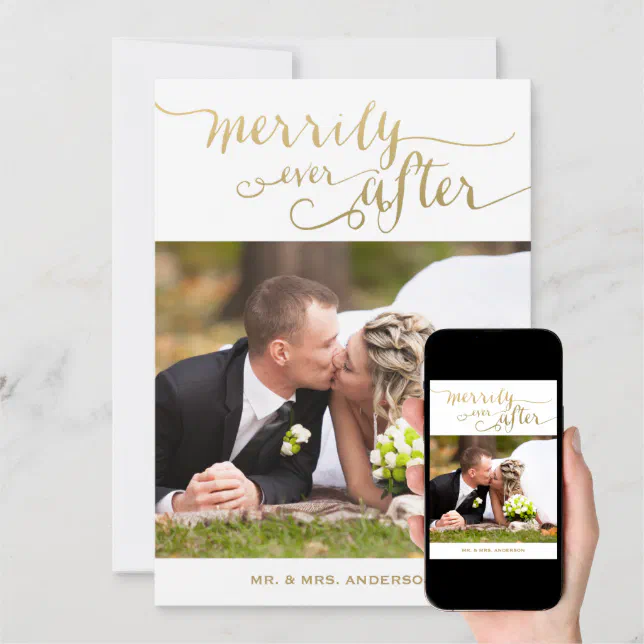 Merrily Ever After Married | Holiday Photo Card | Zazzle