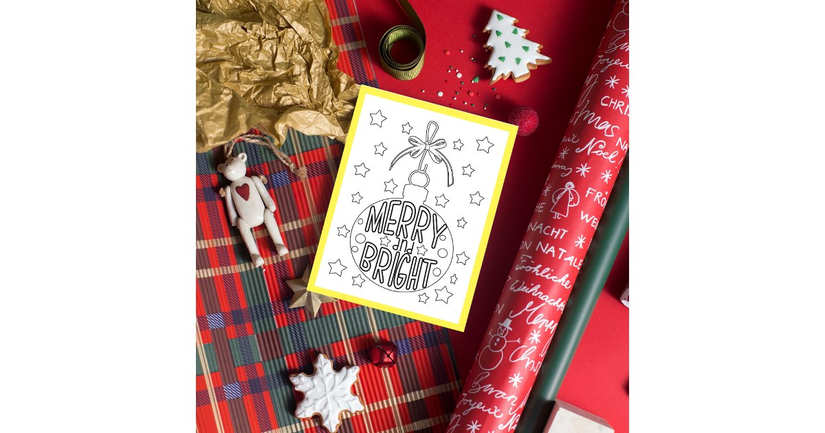 Merry and Bright Christmas Activity Card | Zazzle