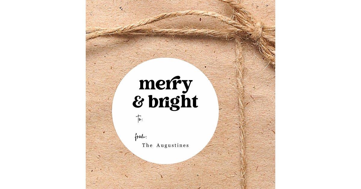 Merry and Bright Christmas Gift / Favor Classic Round Sticker | Zazzle