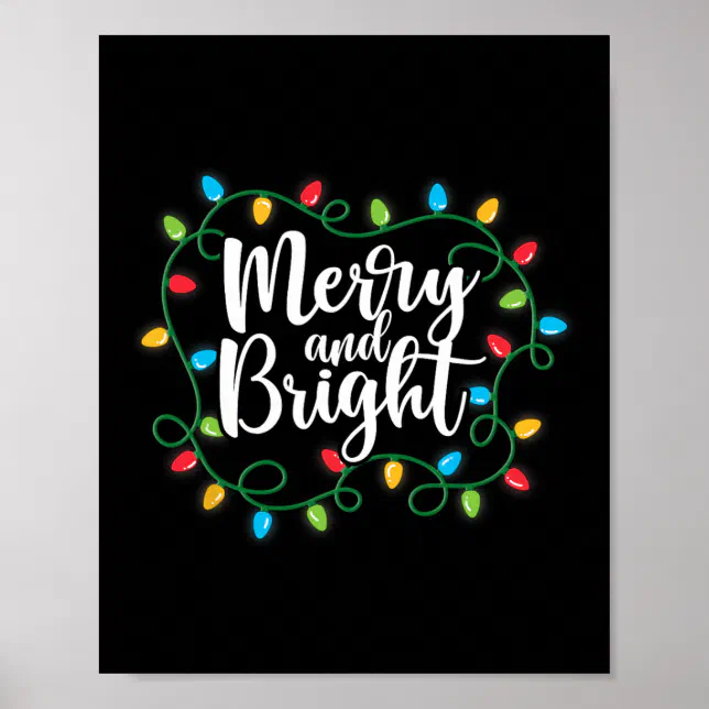 Merry And Bright Christmas Lights Family Matching Poster | Zazzle