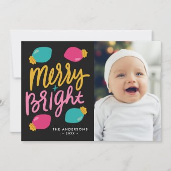Merry and Bright Christmas Lights Photo Holiday Card | Zazzle