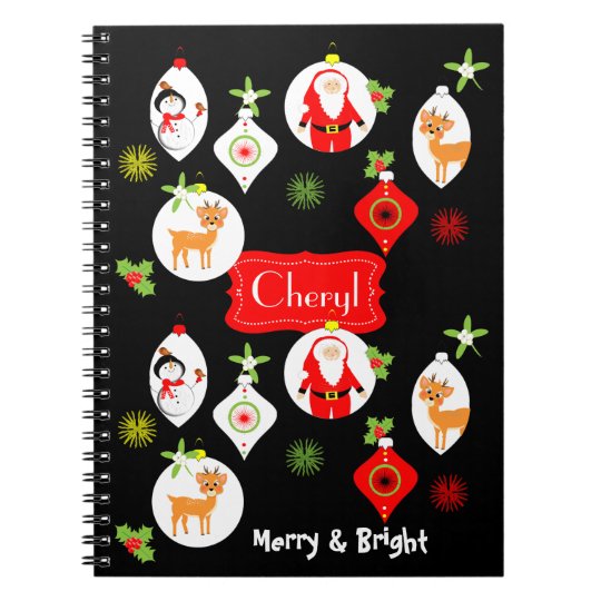 Merry and Bright Cute Christmas Themed Graphic Notebook | Zazzle.com