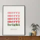 Merry and Bright Minimalist Green Holiday Graphic Poster | Zazzle