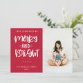 Merry And Bright Red Holiday Greeting Photo Card | Zazzle