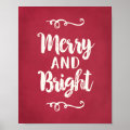 Merry and Bright Rustic Red Holiday Wall Poster | Zazzle